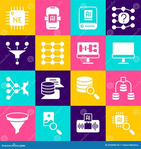 Set Processor Cpu Server Data Computer Monitor Artificial Intelligence Ai Neural Network