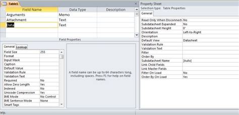 Table And Field Properties In Access 2010