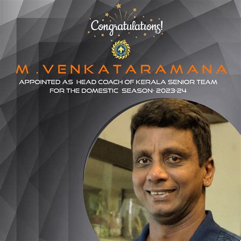 m venkataramana appointed as head coach of kerala senior team kerala