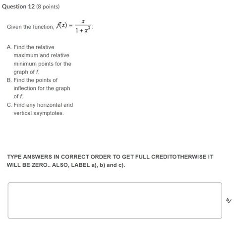 Solved Question 12 8 Points X Given The Function F X Chegg Com