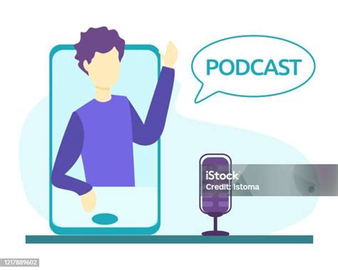 팟 캐스트 벡터 그림입니다 플랫 E라디오 토크쇼 토론 및 인터뷰 인물 컨셉 가상현실에 대한 스톡 벡터 아트 및 기타 이미지 가상현실 마이크 연설 Istock