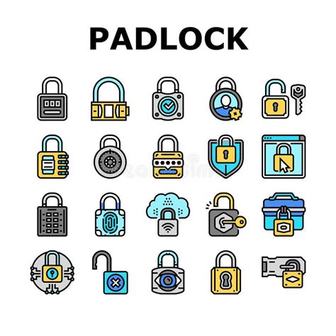 Padlock Lock Safe Password Key Icons Set Vector Stock Illustration Illustration Of Safety