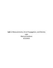 Understanding Measurements Error Propagation And Density In Lab Course Hero