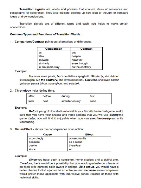 Lesson 4 Transition Signals Pdf