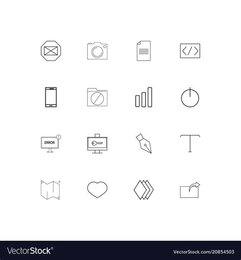 Web Linear Thin Icons Set Outlined Simple Vector Image