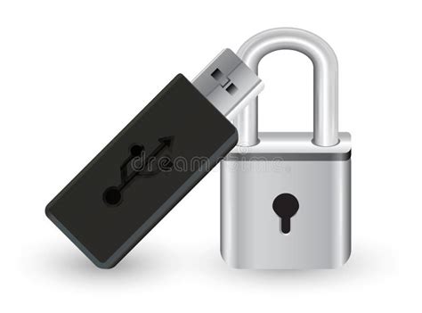 Usb Flashdrive With A Metal Steel Master Key Lock Stock Vector Illustration Of Disk Data