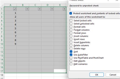 Enabling Sort On A Protected Sheet Microsoft Community