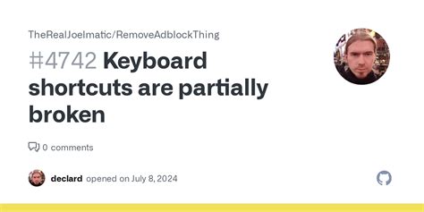 Keyboard Shortcuts Are Partially Broken · Issue 4742