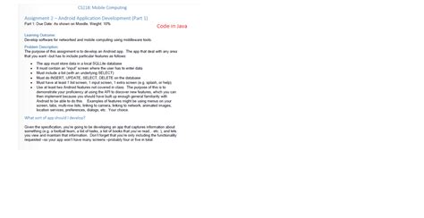CS Mobile Computing Assignment Android Chegg Com