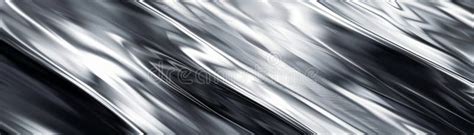 Abstract Metallic Background With Smooth Flowing Lines Of Reflective Silver And Gray Creating