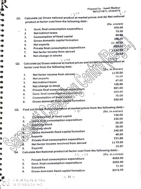 Expenditure Method Que Pdf Consumption Of Fixed Capital
