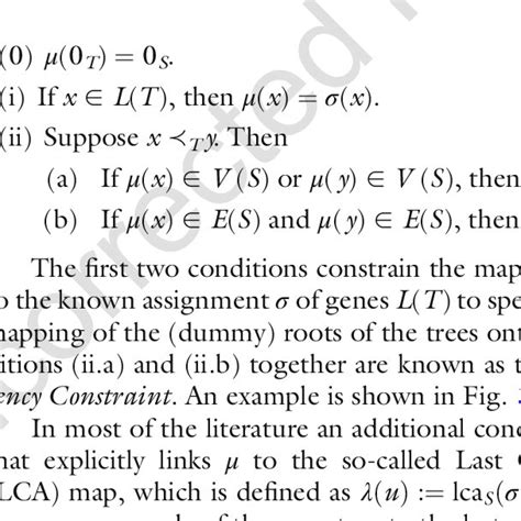 Example Of The Mapping μ Of Some Vertices Of The Gene Tree T To The