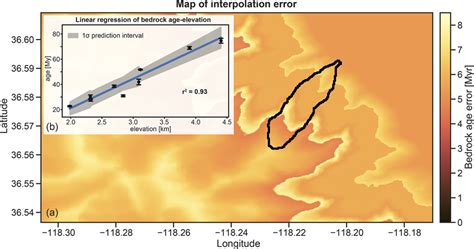The Raster Image A Displays The Bedrock Age Interpolation Error Download Scientific Diagram