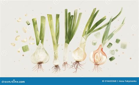 Parts Of Garlic Plant Morphology Of Plant With Titles Cartoon Vector