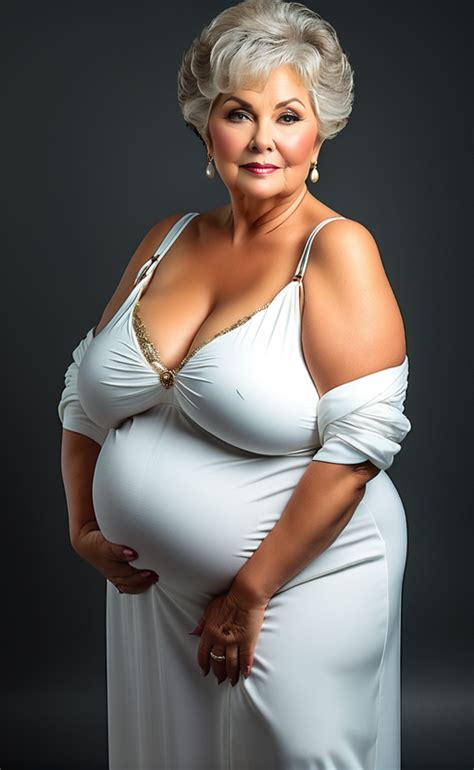 Full Length Photo Of Fat Overweight 68 Year Old Granny Eleg By