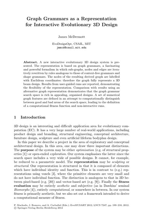 Pdf Graph Grammars As A Representation For Interactive Evolutionary 3d Design