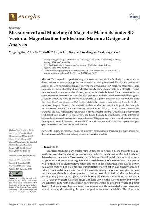 Pdf Measurement And Modeling Of Magnetic Materials Under 3d Vectorial Magnetization For