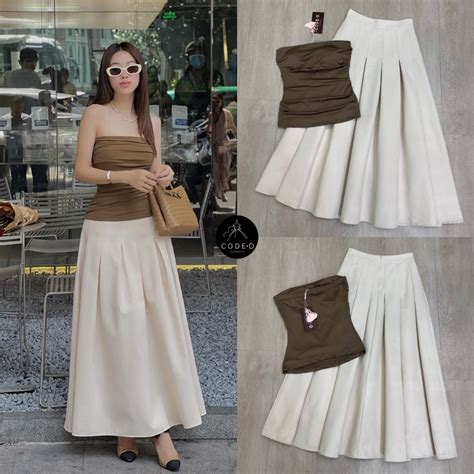 Code D Set 2ชิ้น เสื้อเกาะอกสีน้ำตาล อกเย็บเสริมฟองน้ำ Shopee Thailand