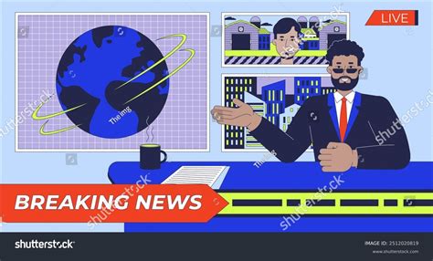 Breaking News Anchor Flat Illustration Male Stock Vector Royalty Free