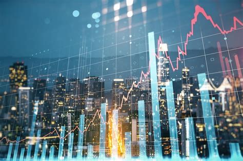 Doble Exposición Del Diagrama Financiero Creativo Virtual En El Concepto De Contabilidad Y Banca