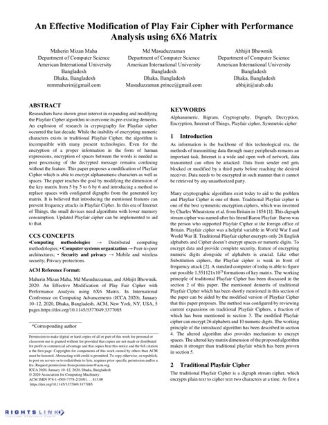pdf an effective modification of play fair cipher with performance