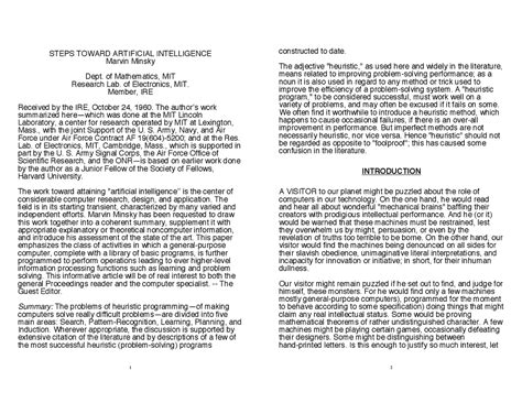 Steps Toward Artificial Intelligence Marvin Minsky Exercises Artificial Intelligence Docsity