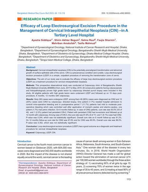 Pdf Efficacy Of Loop Electrosurgical Excision Procedure In The