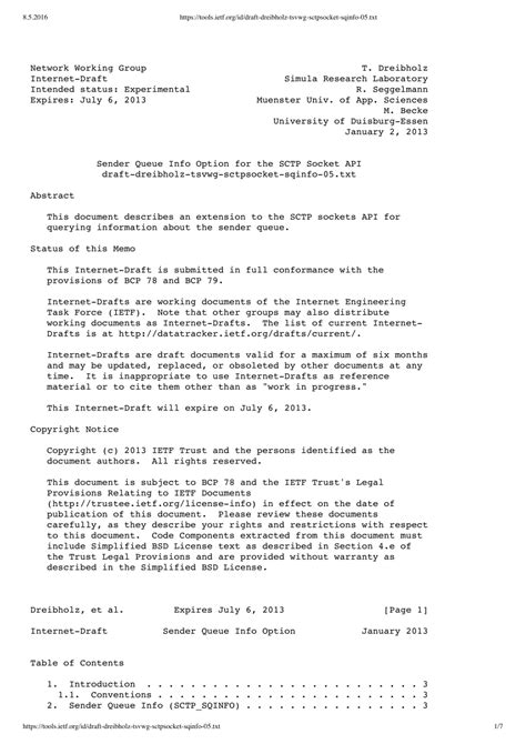 PDF Sender Queue Info Option For The SCTP Socket API