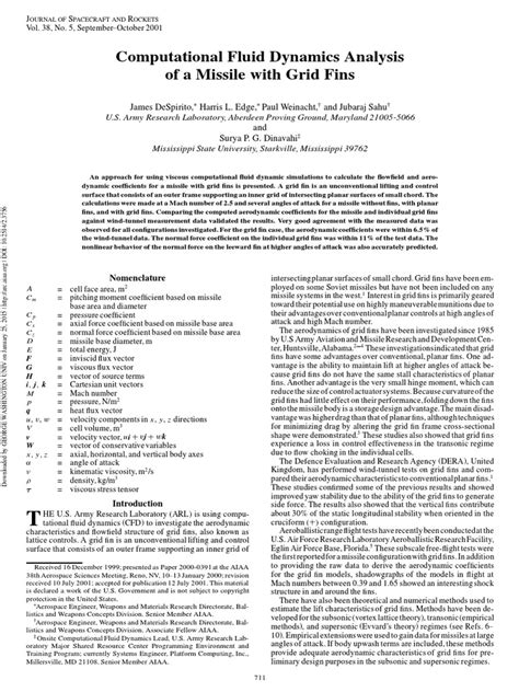 despirito 2001 computational fluid dynamics analysis of a missile