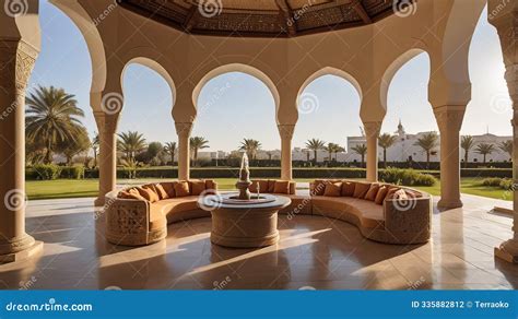Facade Of A Building In Andalusian Design Rectangular Shape Long Windows Ledge With Columns