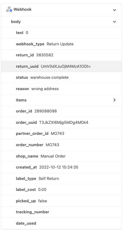 return not found based on data from return webhook graphql api