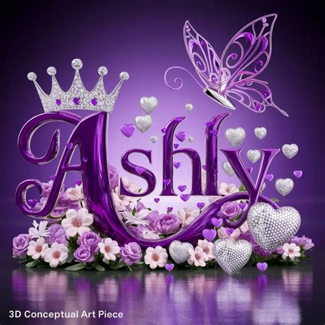 Luxurious 3d Art The Name Ashly With A Diamond Crown