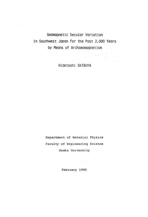 Pdf Geomagnetic Secular Variation In Southwest Japan For The Past 2000 Years By Means Of