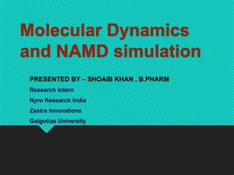 Molecular Dynamics And Namd Simulation Pptx