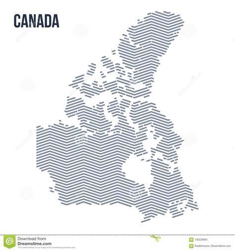 Vector Abstract Hatched Map Of Canada With Zig Zag Lines Isolated On A
