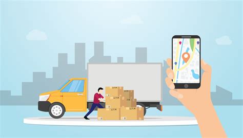 Online Cargo Delivery Tracking System With Truck And Gps Vector Art At Vecteezy
