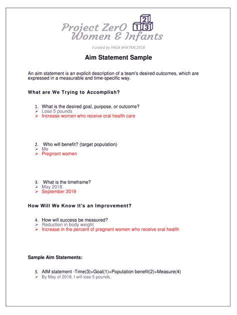 Fillable Online Aim Statement Template Fax Email Print Pdffiller