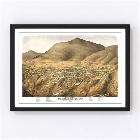 Virginia City Map 1875 Vintage Virginia City Map Old Virginia City