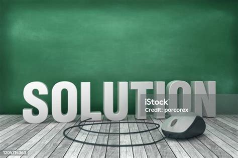 칠판 배경에 컴퓨터 마우스와 3d 워드 솔루션 3d 렌더링 0명에 대한 스톡 사진 및 기타 이미지 0명 3차원 형태 개발 Istock