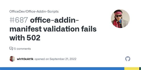 Office Addin Manifest Validation Fails With 502 · Issue 687 · Officedevoffice Addin Scripts