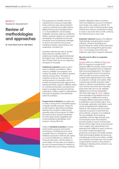 Pdf Research Assessment Review Of Methodologies And Approaches