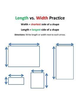 Length Vs Width Visual And Practice Sheet Combo Practice Sheet Practices Worksheets Practice