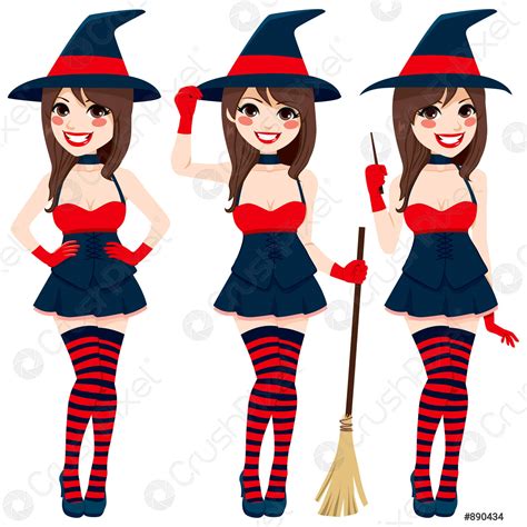 Sexy Brunette Witch Stock Vector 890434 Crushpixel