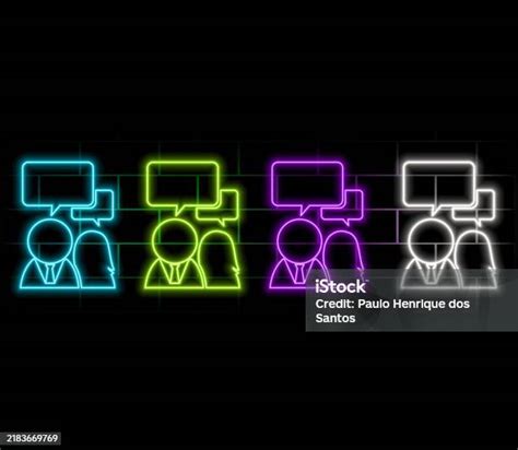 남성과 여성 그룹 말풍선 토크 네온 스타일 사람들 군중 목소리 블로거 패널 메시지 노이즈 네트워크 연결 아이디어 벡터 추상 배경 소셜 미디어 커뮤니케이션 토론 팀워크 개념