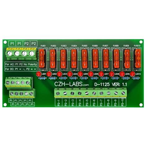 Czh Labs Acdc 5~32v Panel Mount 10 Position Power Distribution Fuse Module Board Czh Labs D
