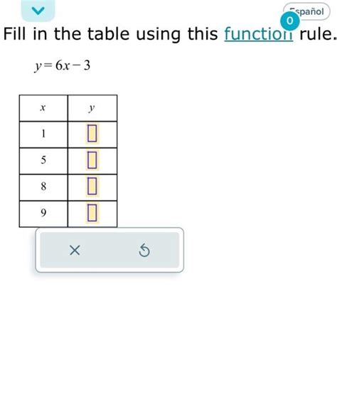 solved fill in the table using this function rule y 6x−3