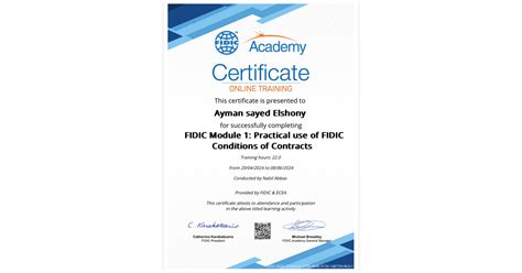 Ayman Sayed Elshony Fidic Module 1 Practical Use Of Fidic Conditions