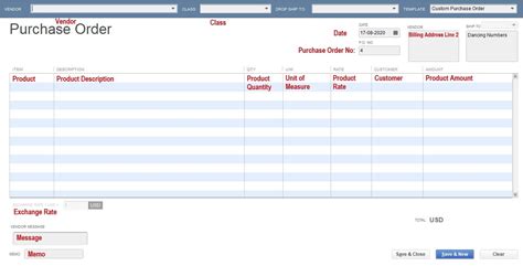 Purchase Order Template Quickbooks