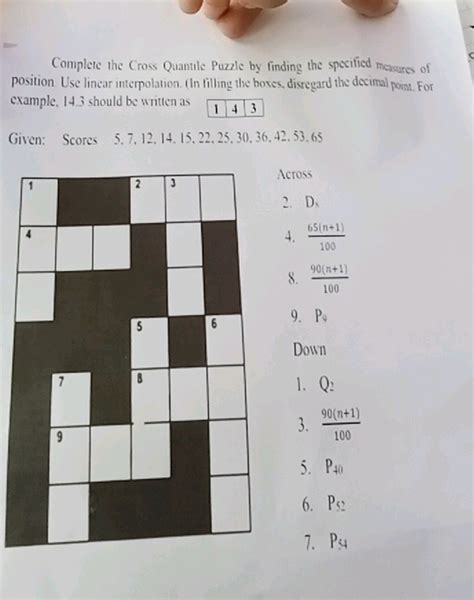 Complete The Cross Quantile Puzzle By Finding StudyX