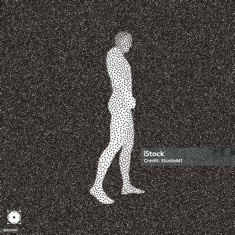 산책 하는 남자 남자의 3 차원 모델입니다 화상 자국 효과입니다 벡터 일러스트입니다 걷기에 대한 스톡 벡터 아트 및 기타 이미지 걷기 남자 사람들 Istock
